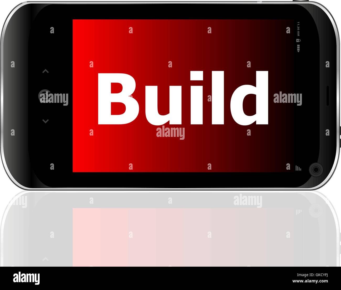 smartphone with text build on display. Mobile smart phone on White ...