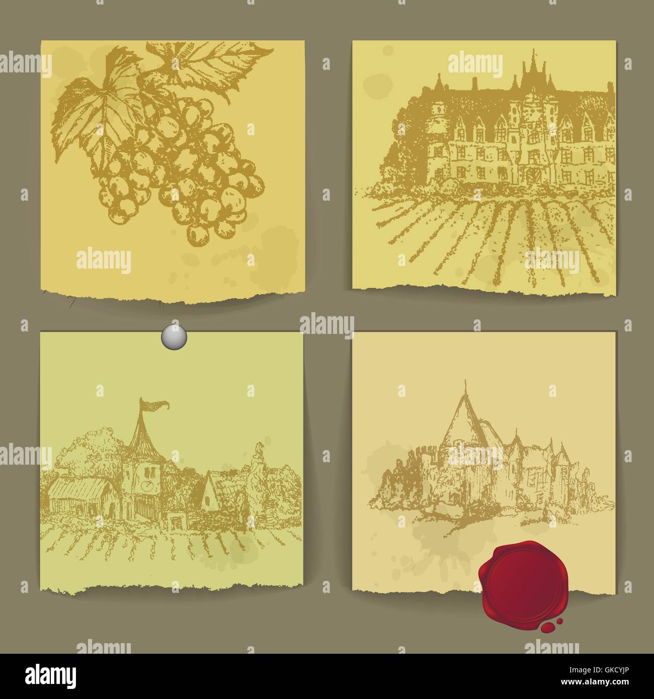 set of wine elements Stock Vector Image & Art - Alamy