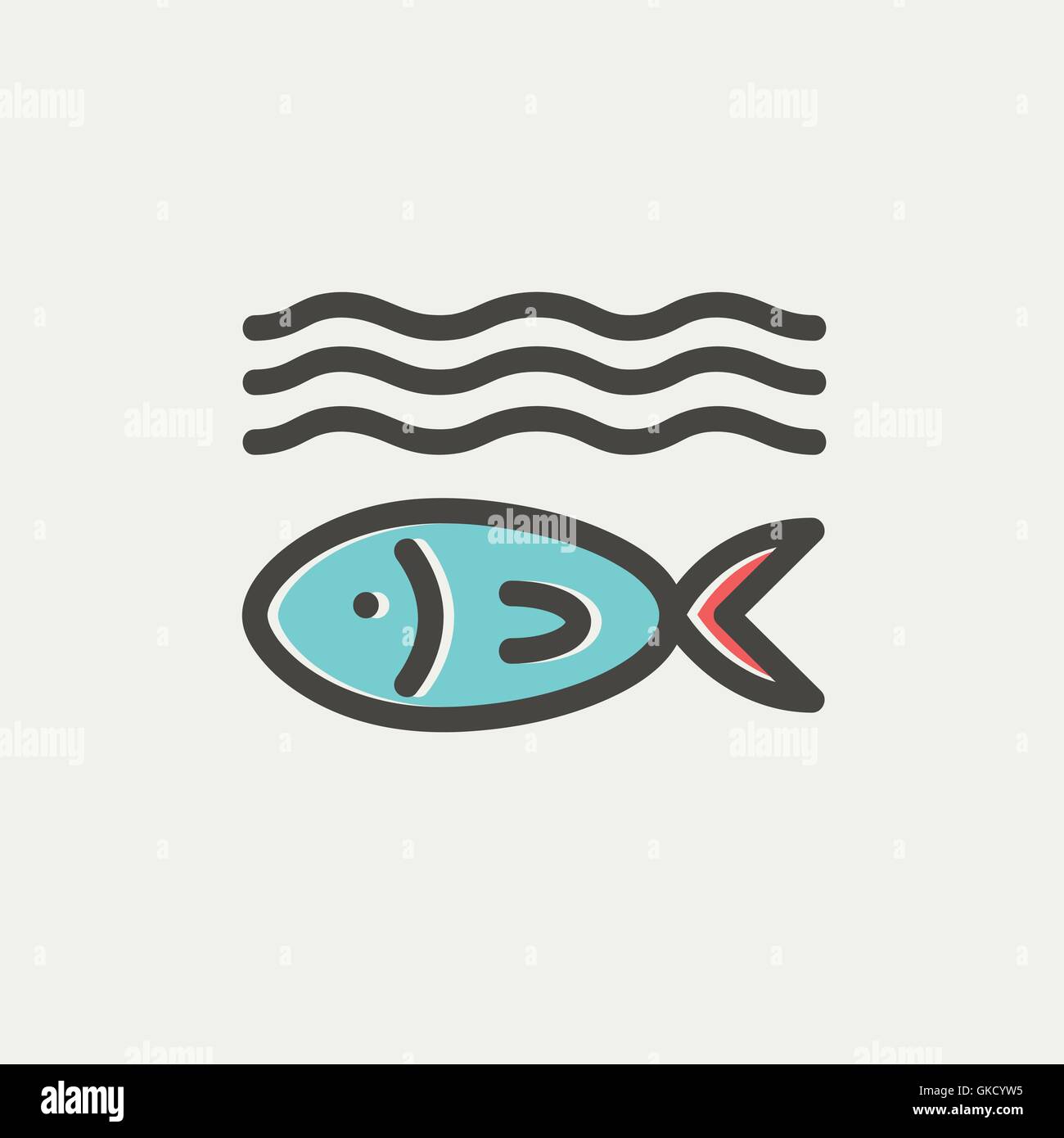 Fish under water thin line icon Stock Vector Image & Art - Alamy