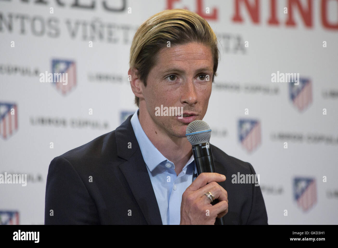 Atletico Madrid football player Fernando Torres presents his official ...