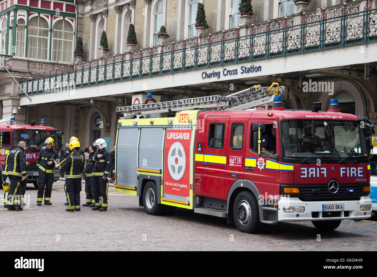 Fire response vehicles seen outside London’s Charing Cross station ...