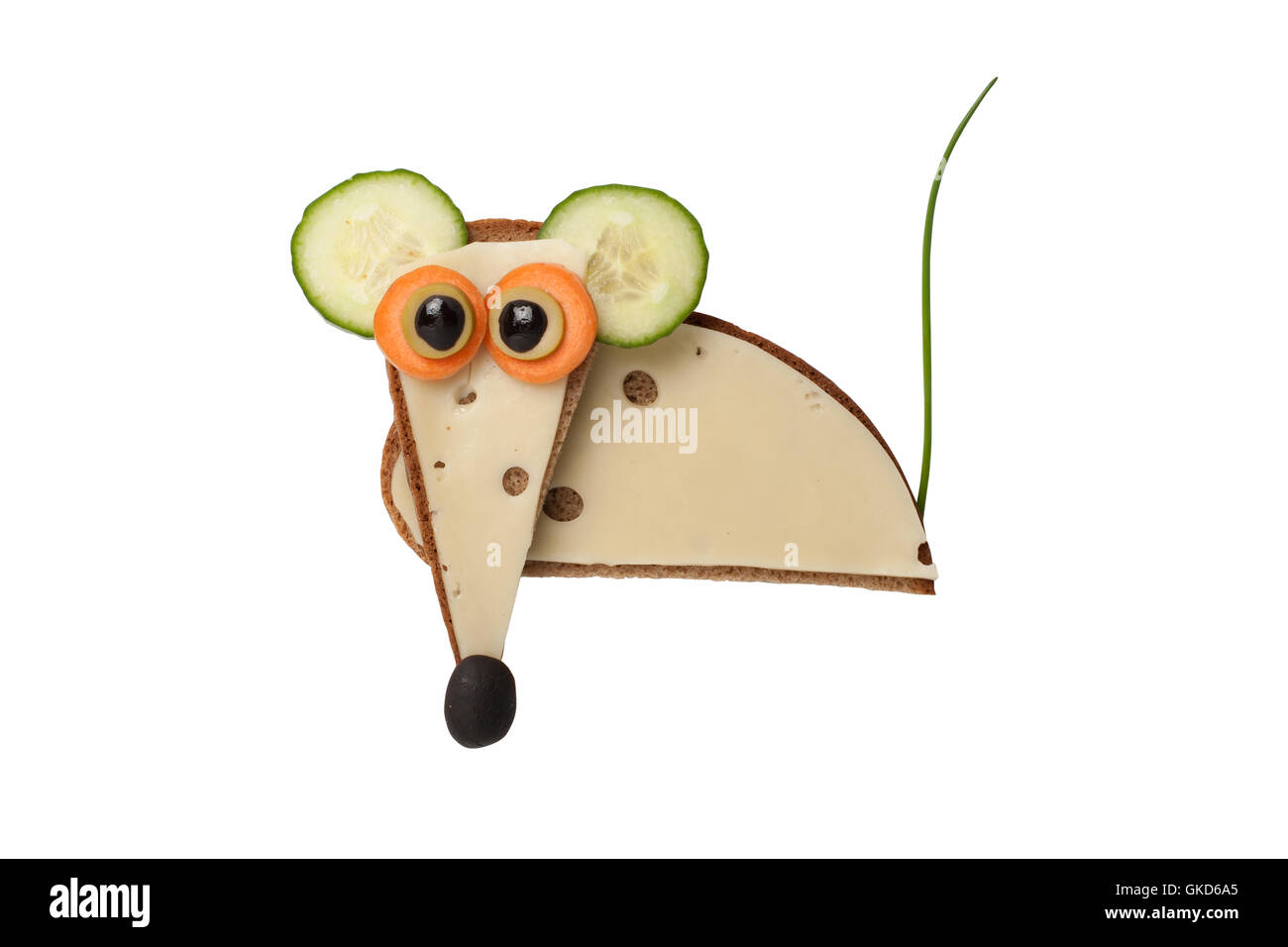 Funny mouse made of bread and cheese on isolated background Stock Photo ...