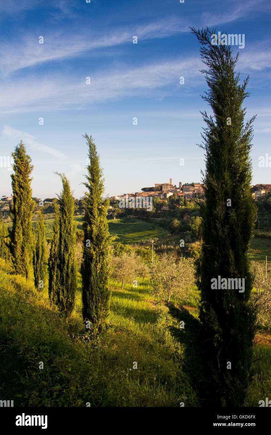 Montescudaio, Pisa, Tuscany, Italy, view of the ancient village ...