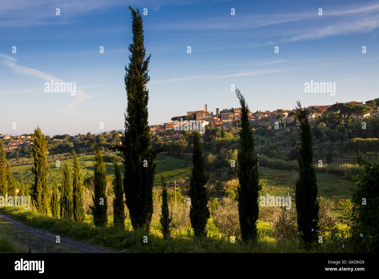 Montescudaio, Pisa, Tuscany, Italy, view of the ancient village ...