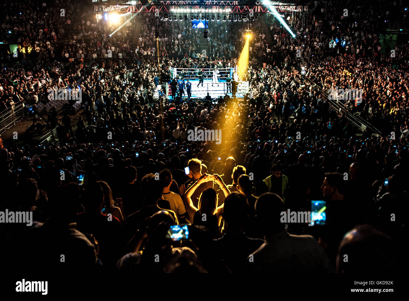 Thousands watch the David Haye and Arnold Gjerjaj heavyweight boxing ...