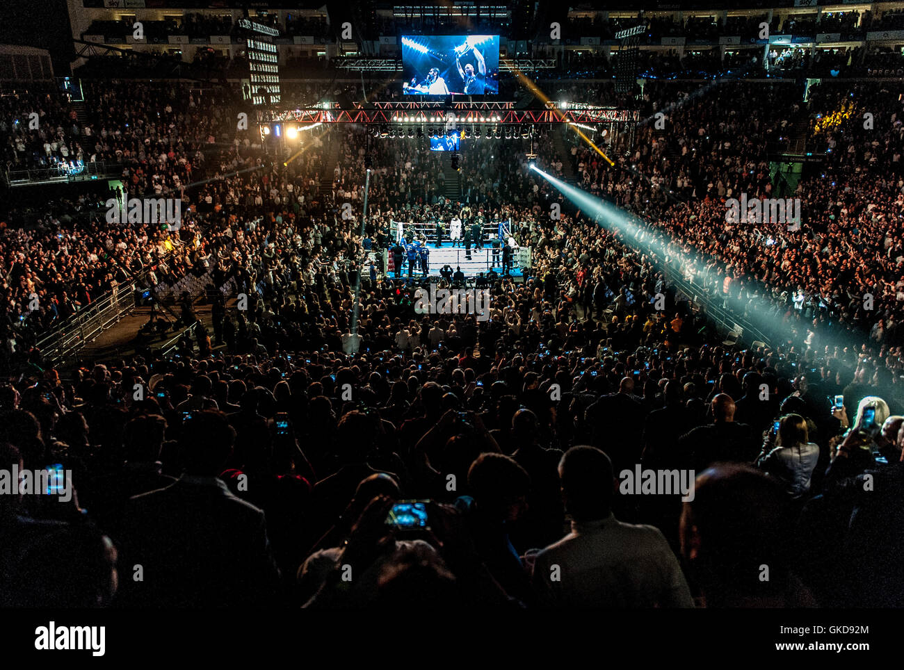 Thousands watch the David Haye and Arnold Gjerjaj heavyweight boxing ...