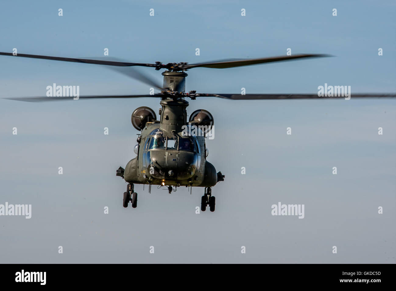 Royal Air Force Boeing Chinook HC.2 head on as the aircraft approaches ...