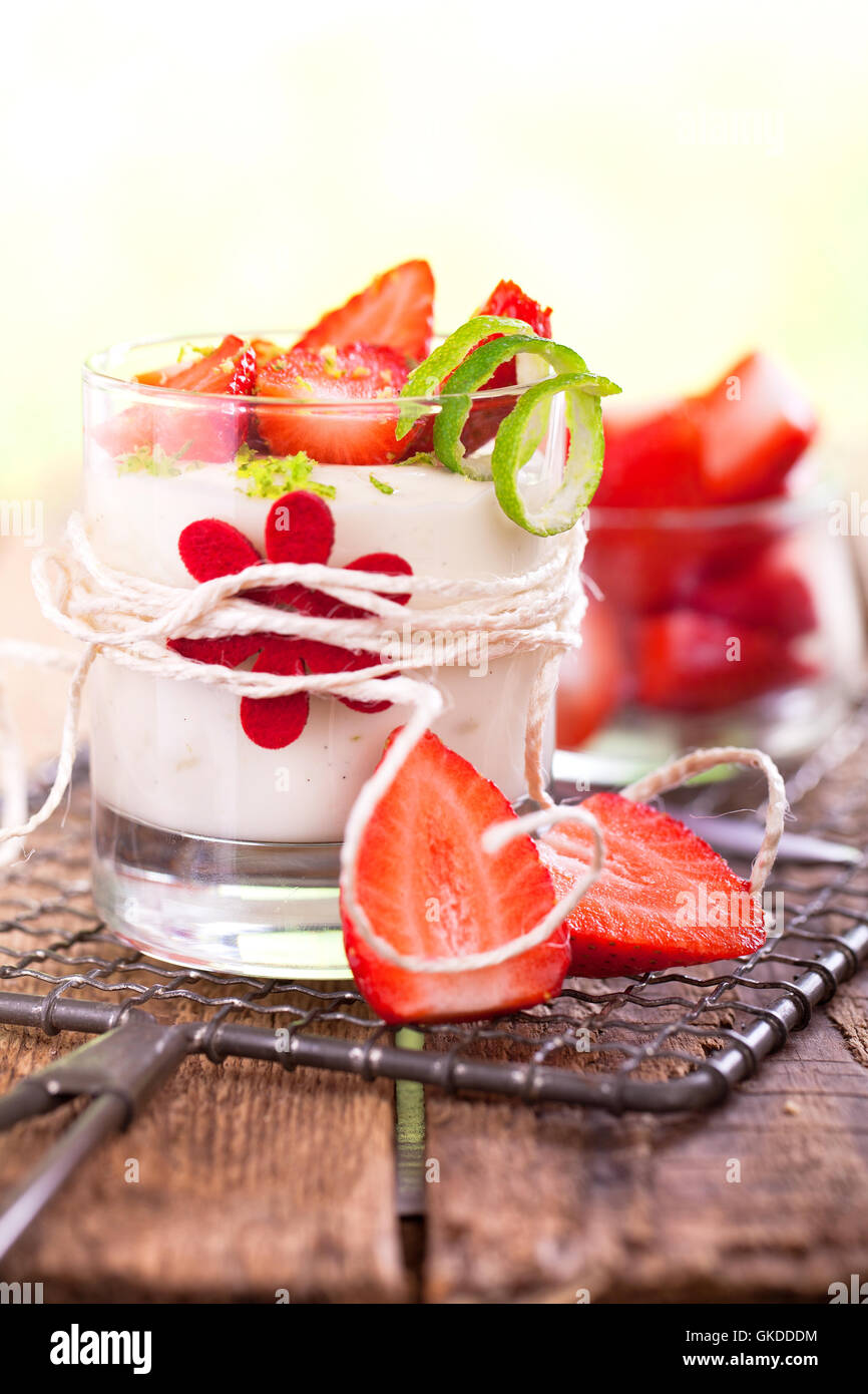 fruity cream dessert Stock Photo - Alamy