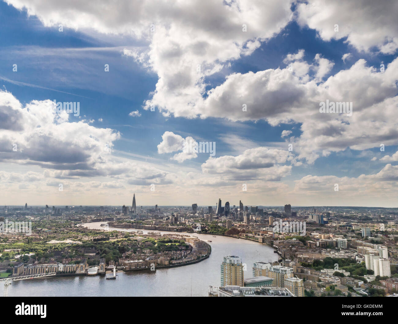 Skyline of London's traditional financial district City of London with ...