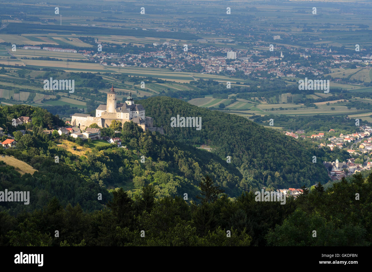View from the rosalie chapel at forchtenstein castle and mattersburg hi ...