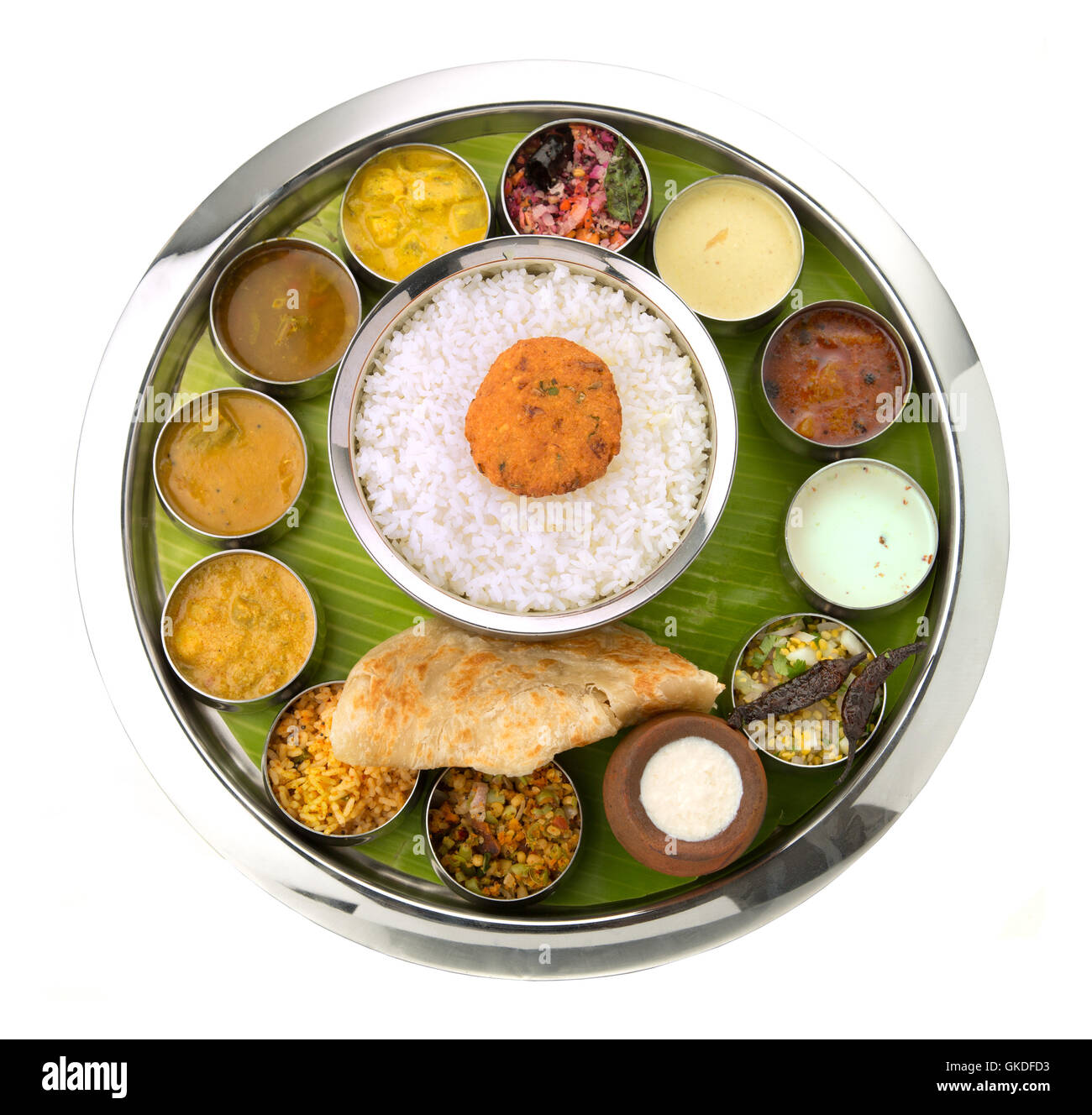 South indian vegetarian thali Cut Out Stock Images & Pictures - Alamy