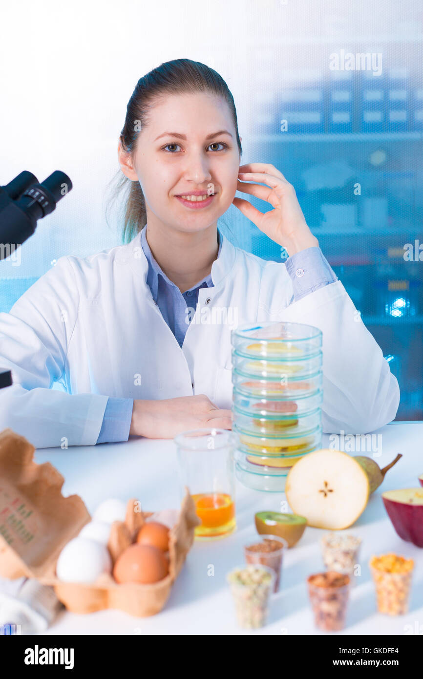 Young woman in food quality control laboratory Stock Photo - Alamy