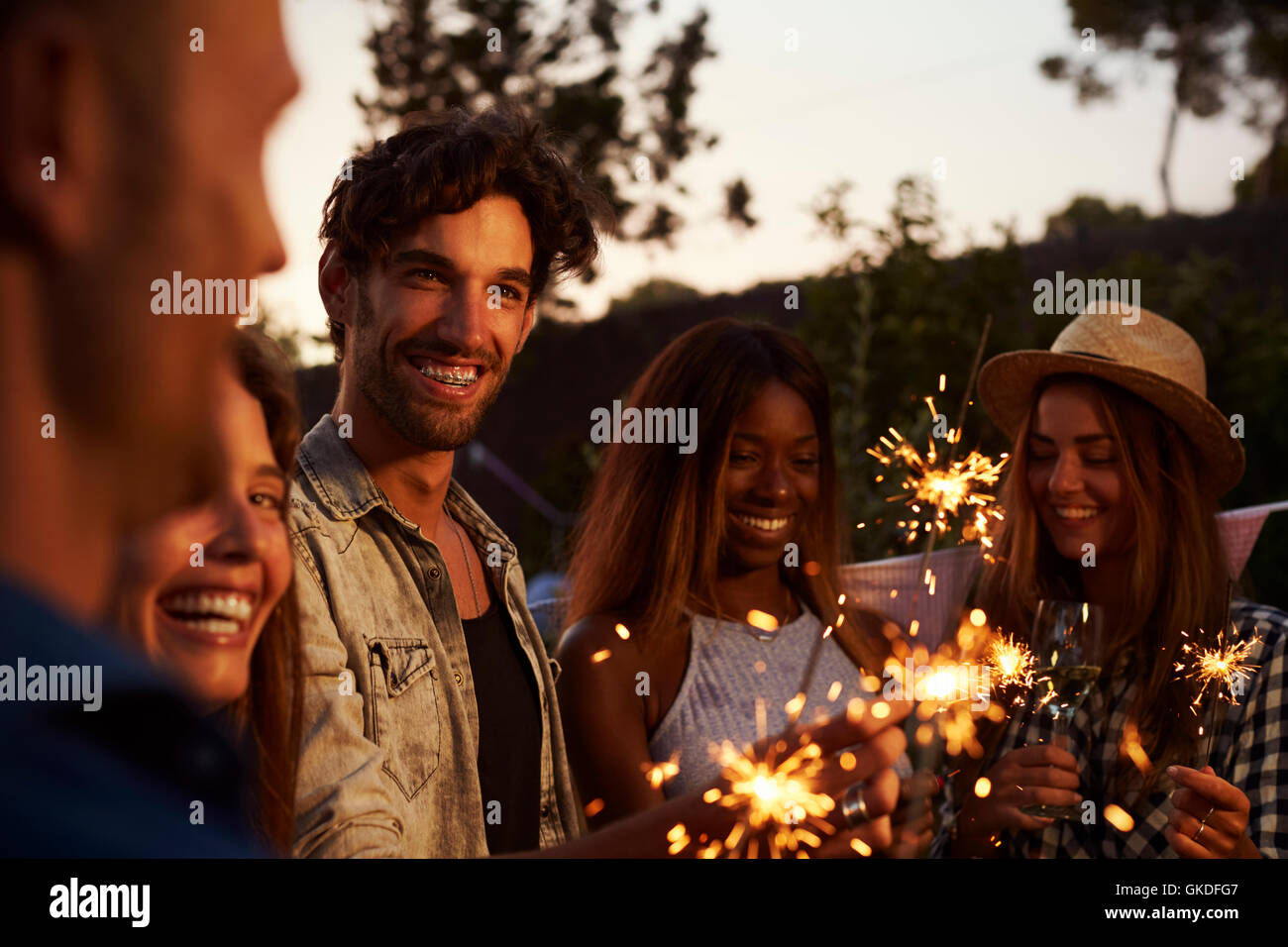Outdoor firework party garden hi-res stock photography and images - Alamy