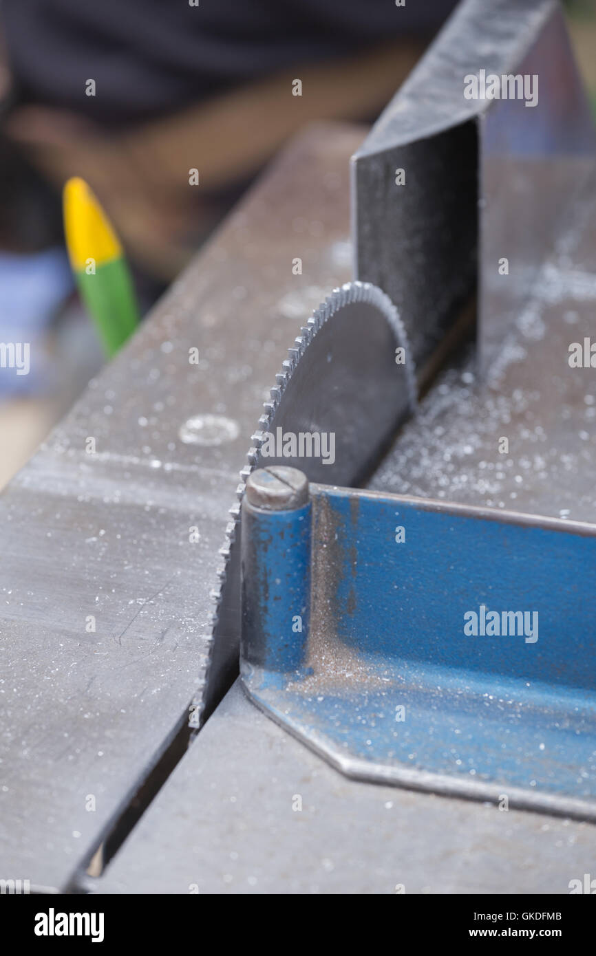Aluminium Cutting Blade on table at construction site Stock Photo - Alamy