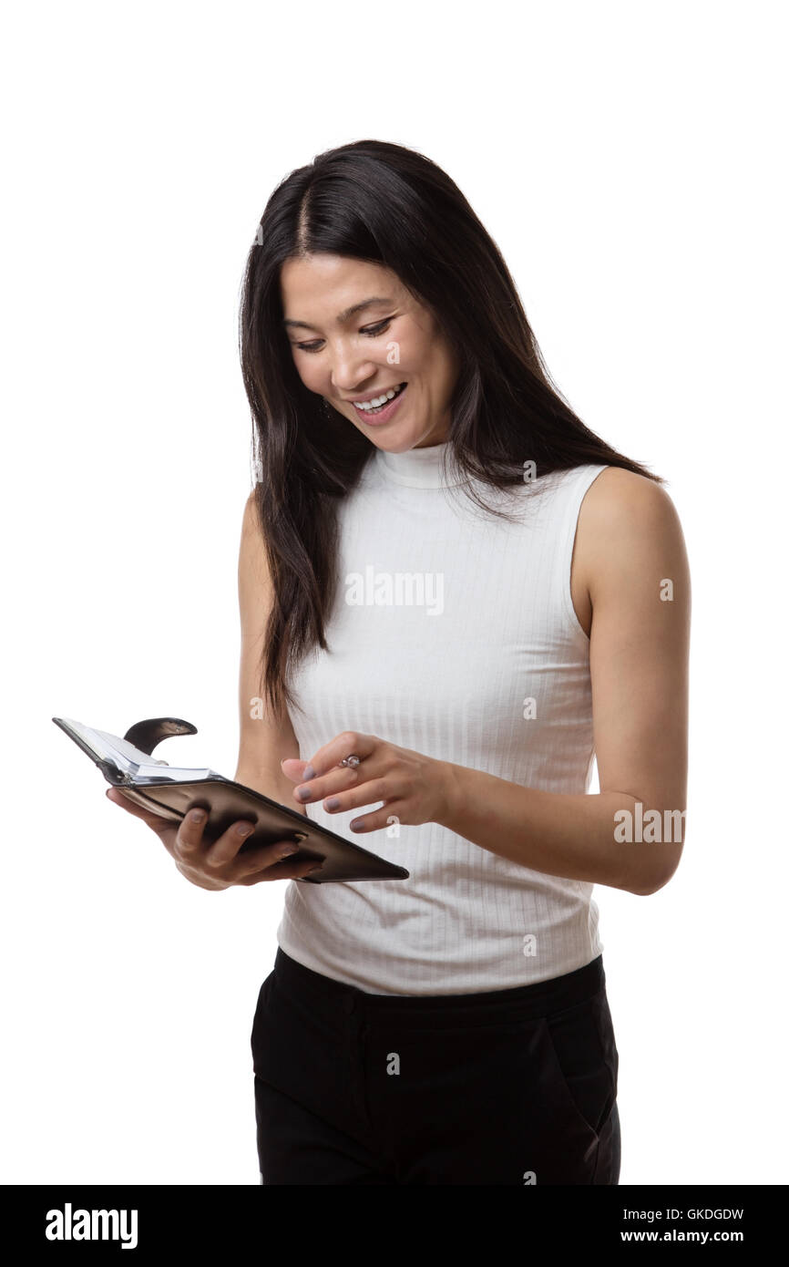 happy business woman organizing her schedule Stock Photo - Alamy
