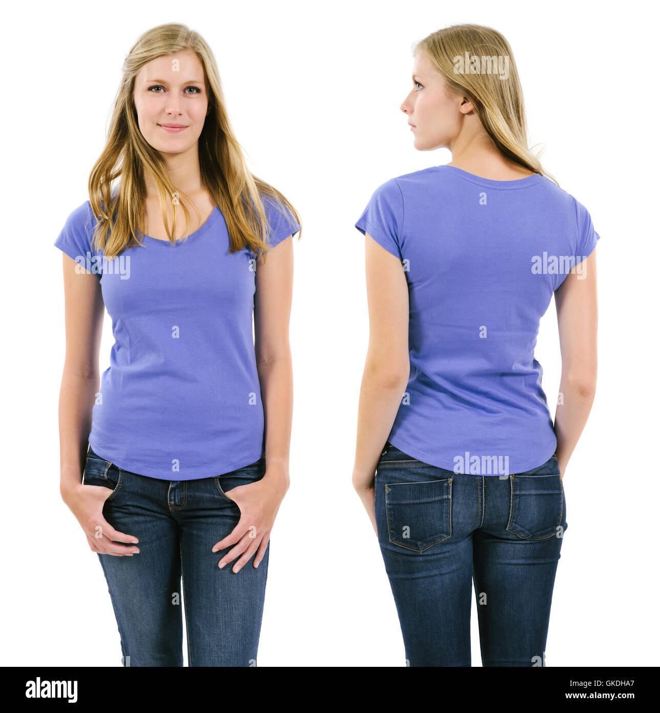 Rear view beautiful young caucasian Cut Out Stock Images & Pictures - Alamy