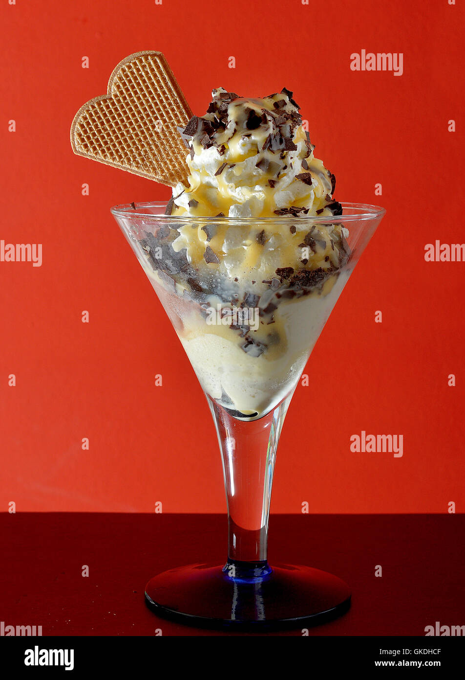 a big portion of delicious ice cream cleverly decorated with plenty of ...