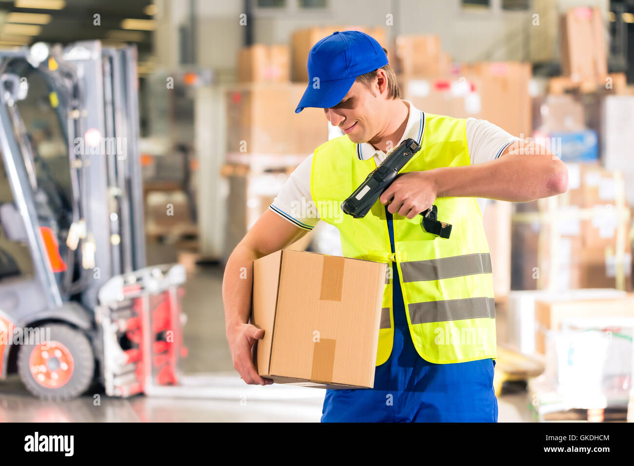 warehouse of freight forwarding scan package in a warehouse Stock Photo ...