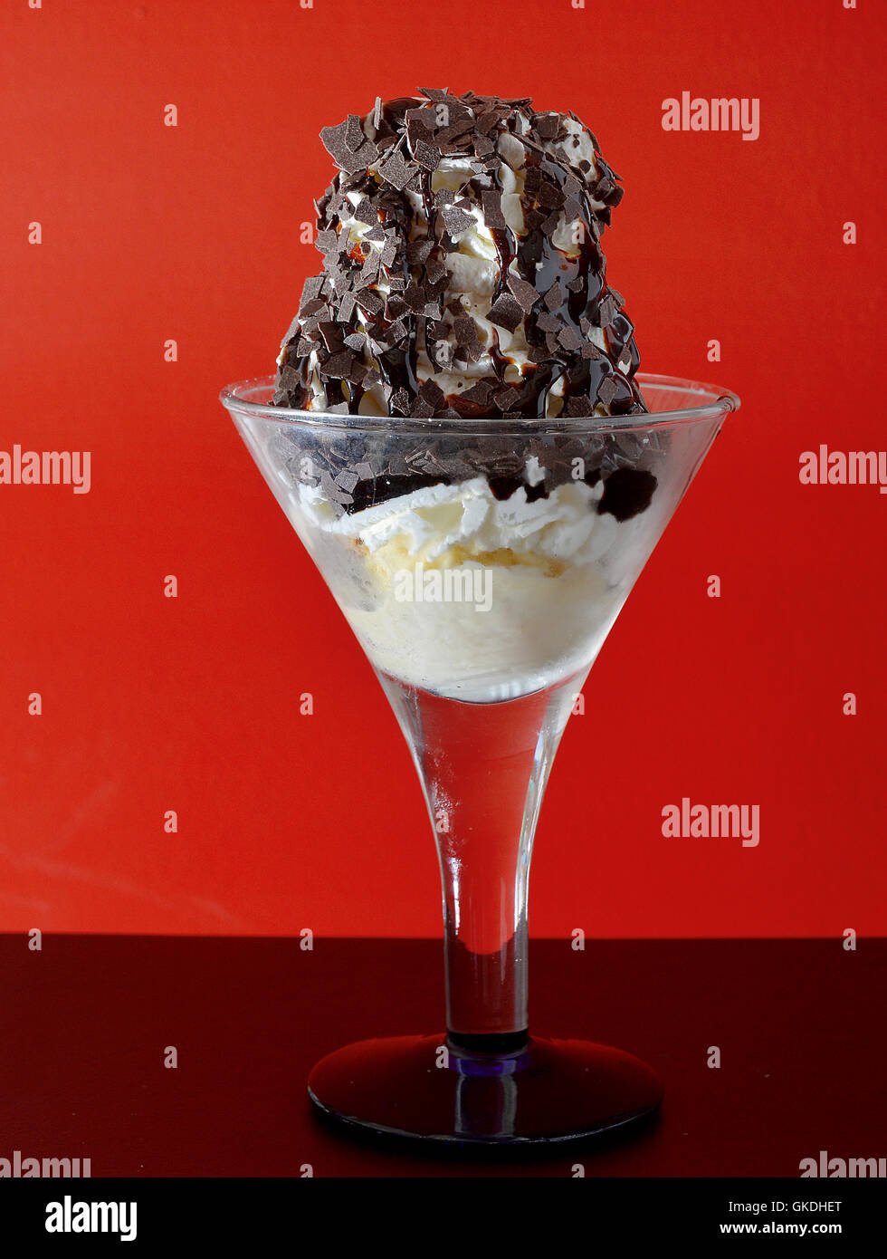 a big glass of delicious ice cream with plenty of topping Stock Photo ...