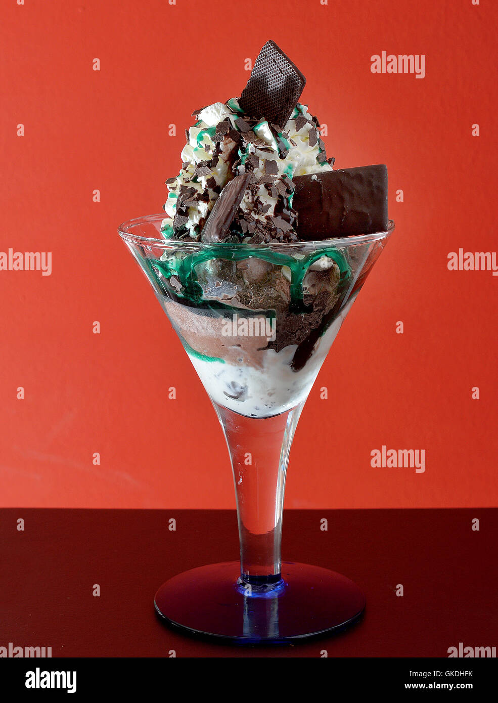 a big glass of delicious ice cream with plenty of topping Stock Photo ...