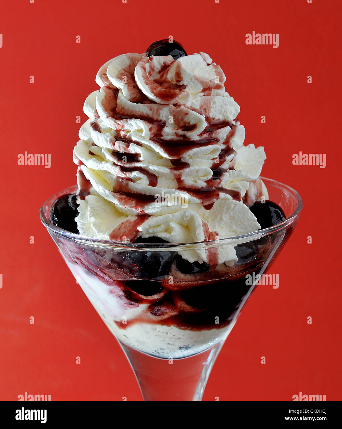a big glass of delicious ice cream with plenty of topping Stock Photo ...
