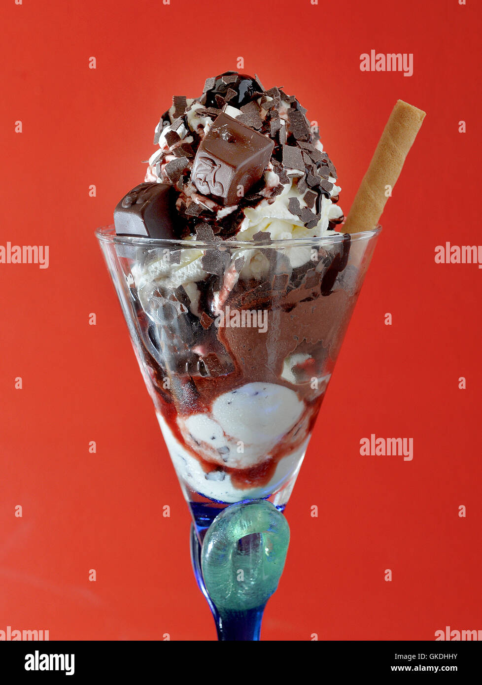 a big glass of delicious ice cream with plenty of topping Stock Photo ...