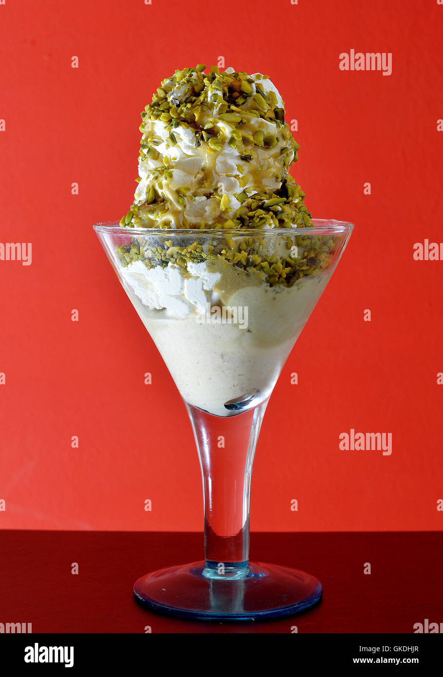 a big glass of delicious ice cream with plenty of topping Stock Photo ...