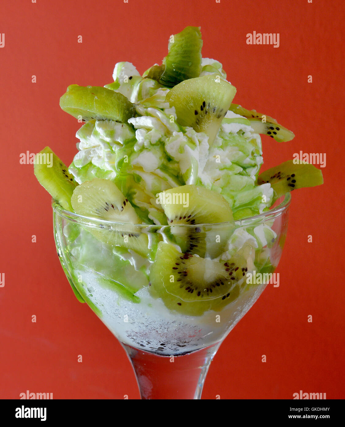 a big glass of delicious ice cream with plenty of topping Stock Photo ...