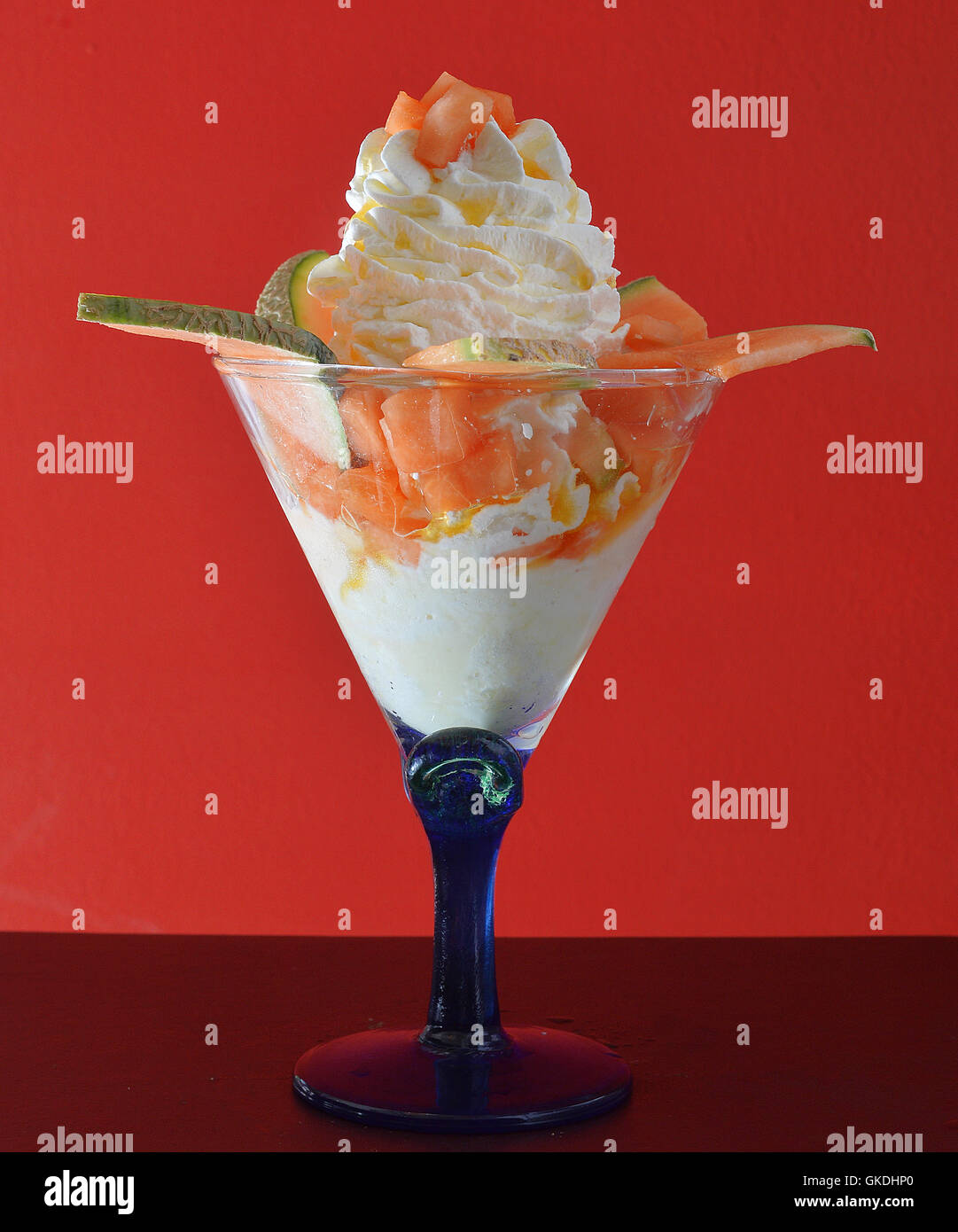 a big glass of delicious ice cream with plenty of topping Stock Photo ...