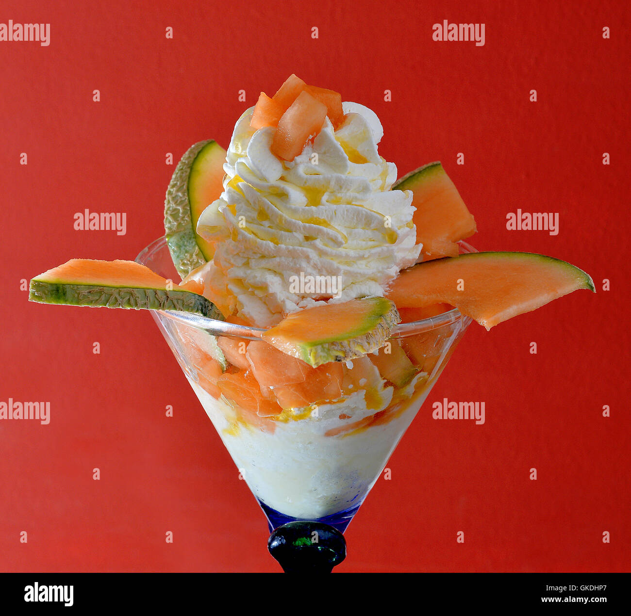 a big glass of delicious ice cream with plenty of topping Stock Photo ...