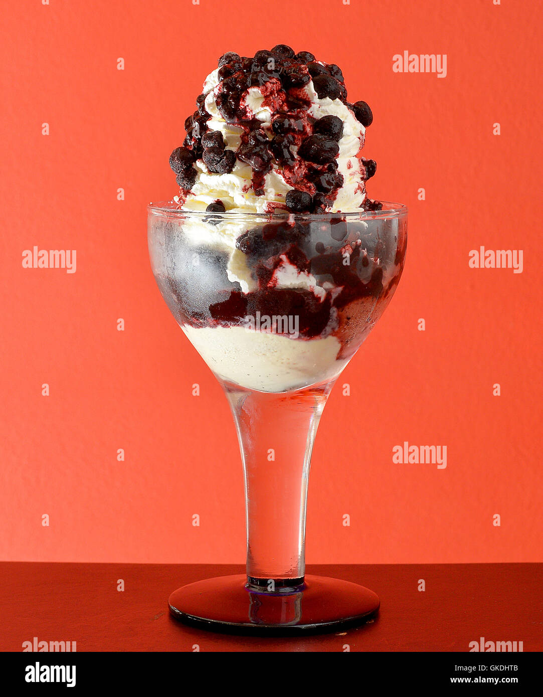 a big glass of delicious ice cream with plenty of topping Stock Photo ...