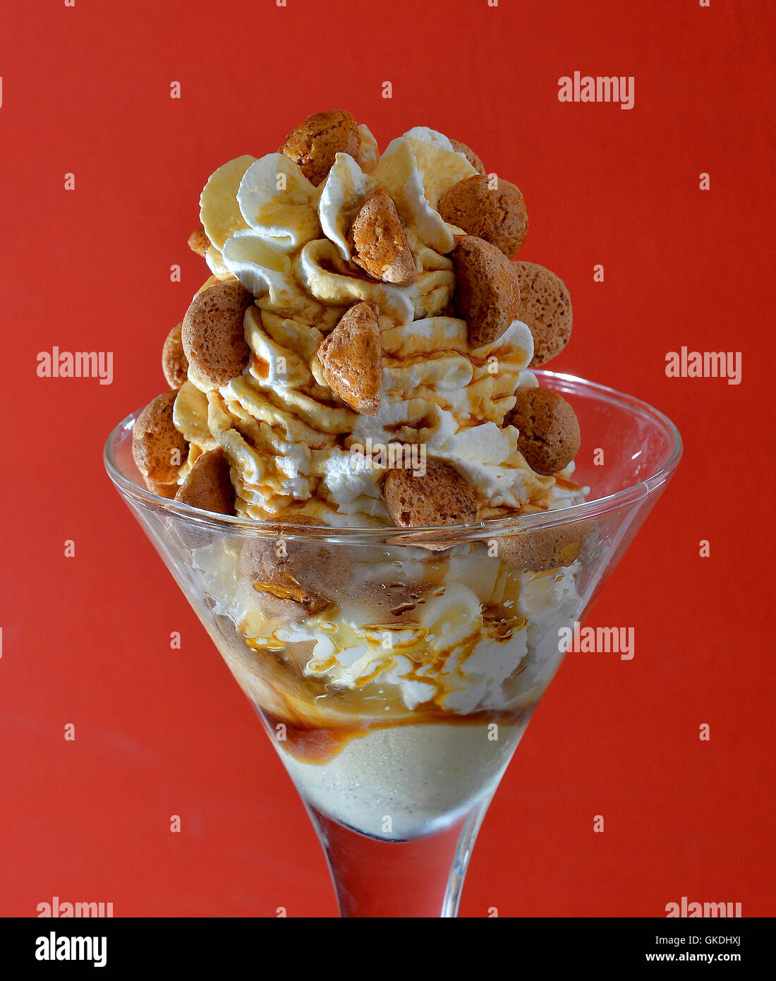 a big glass of delicious ice cream with plenty of topping Stock Photo ...