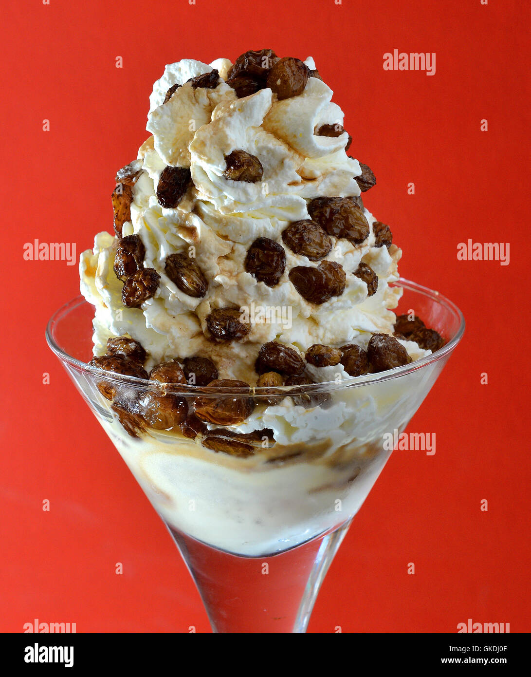 a big glass of delicious ice cream with plenty of topping Stock Photo ...