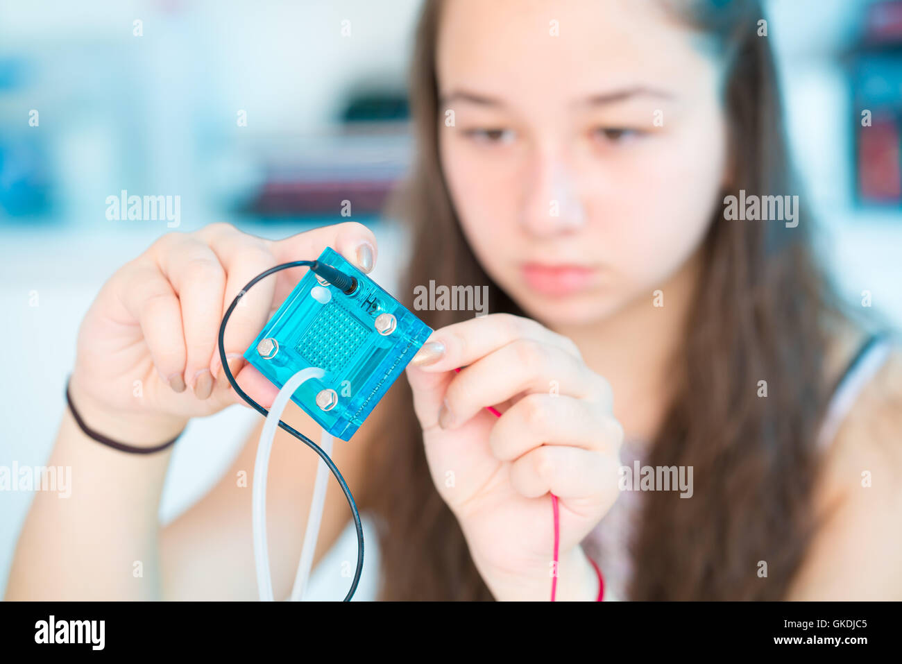 girl studying in the school physical devices Stock Photo - Alamy