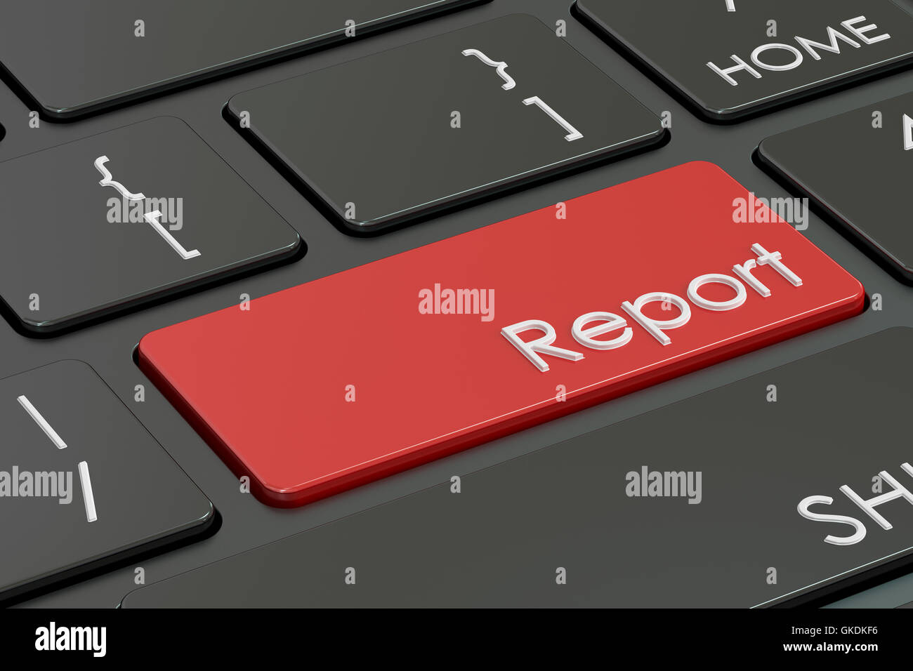 Report concept, red hot key on keyboard. 3D rendering Stock Photo - Alamy