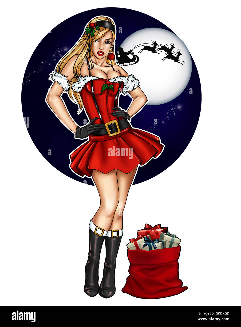 Illustration of pin up dressed up for Christmas festivity Stock Photo ...