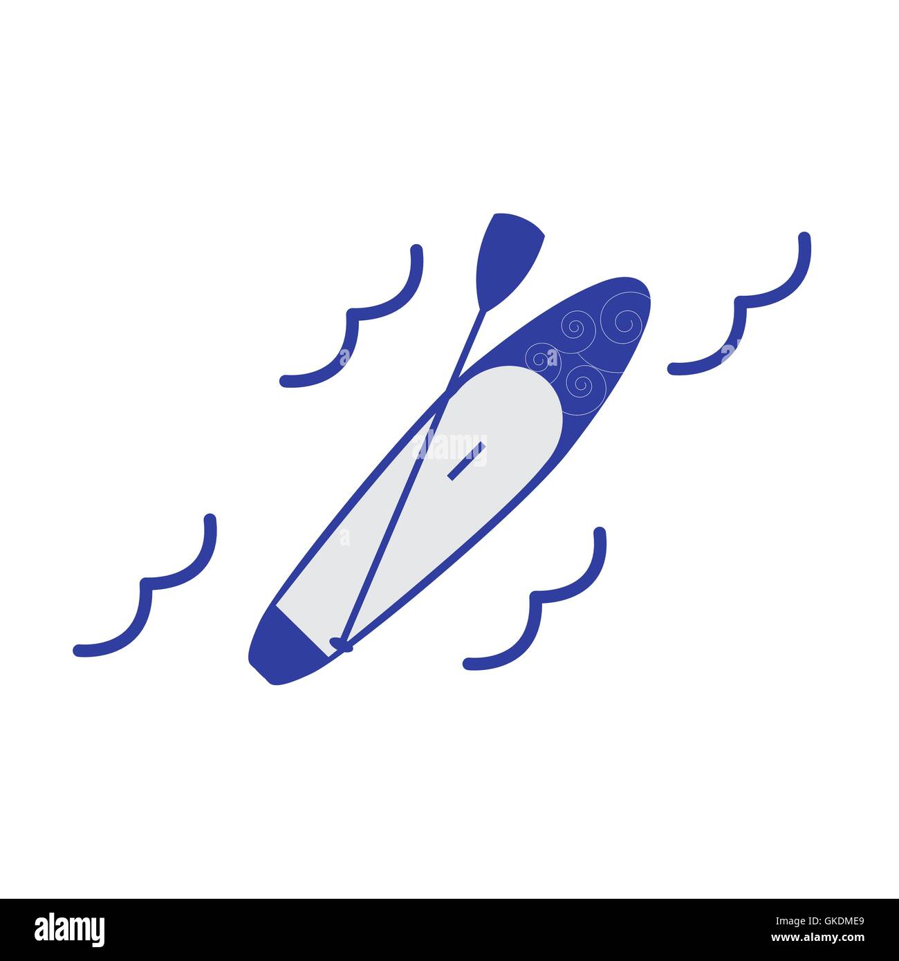 Stylized icon of a colored stand up paddling on a white background ...