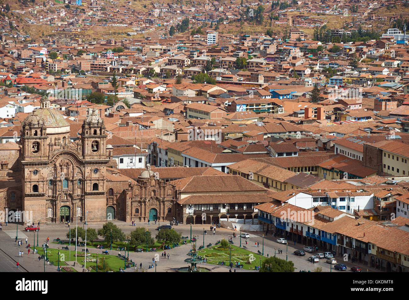 The historic Plaza de Armas in the historic former Inca capital of ...
