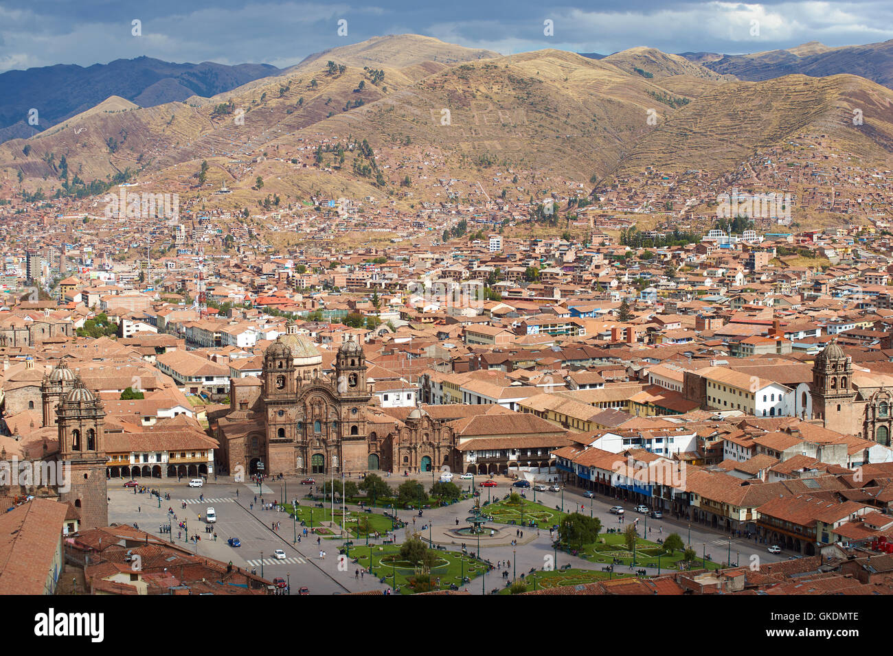 The historic Plaza de Armas in the historic former Inca capital of ...