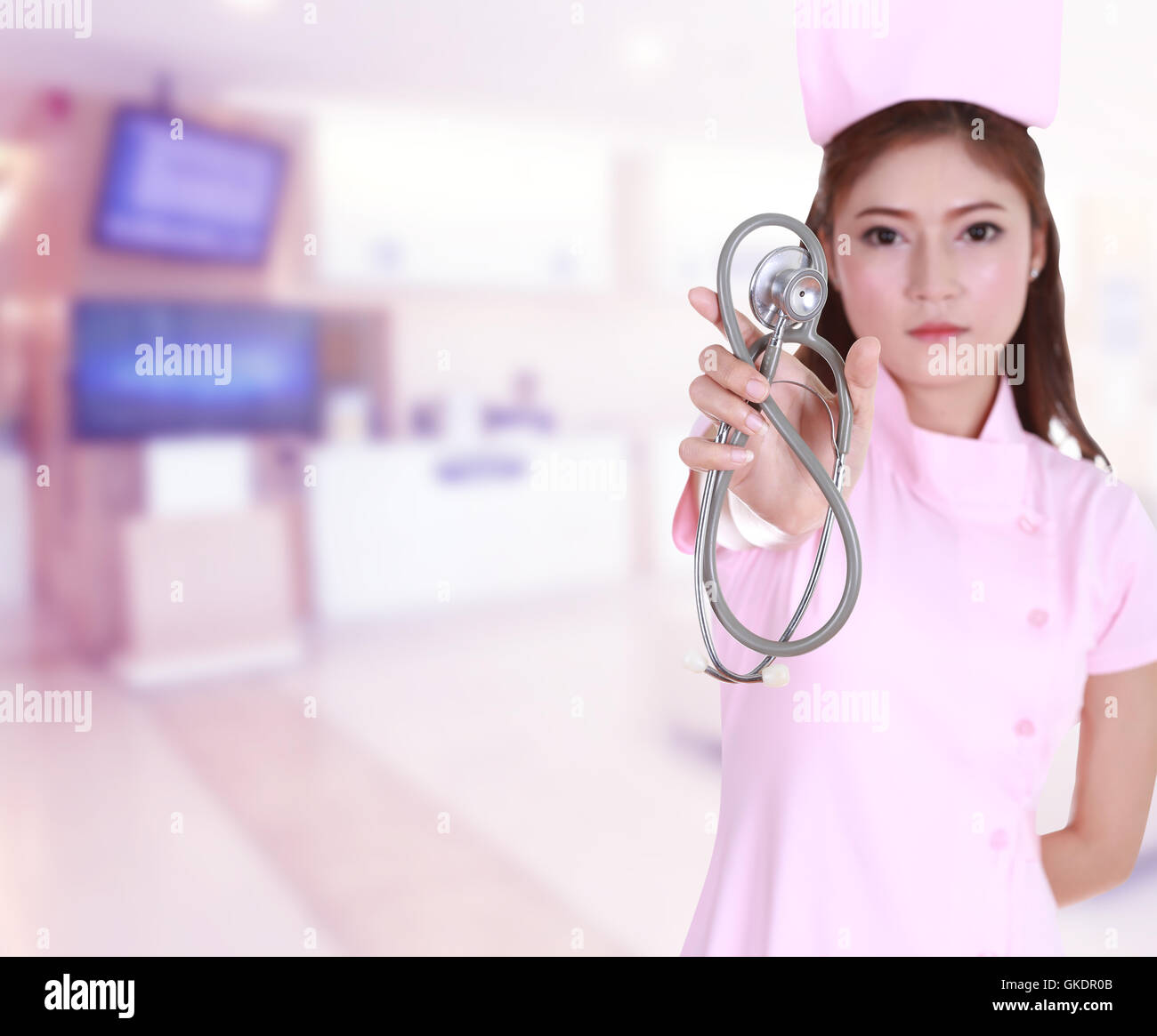 stethoscope with nurse isolated on white background Stock Photo - Alamy