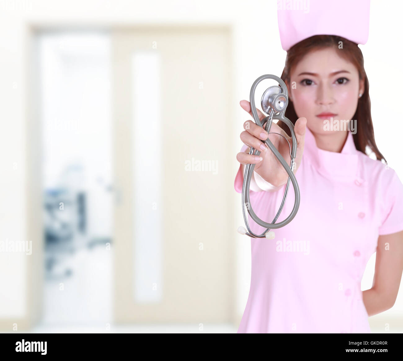 stethoscope with nurse isolated on white background Stock Photo - Alamy
