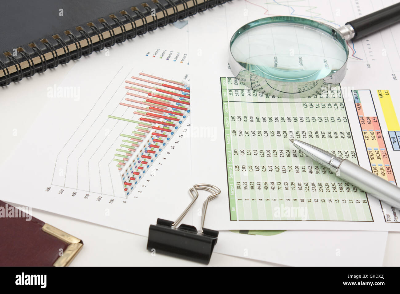 Graphs tables and documents Stock Photo - Alamy