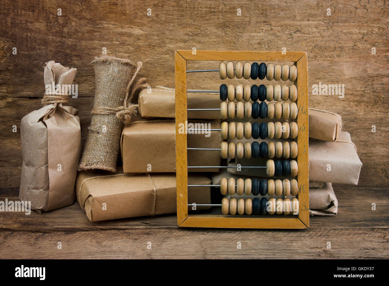 Still Life in a warehouse with abacus Stock Photo - Alamy