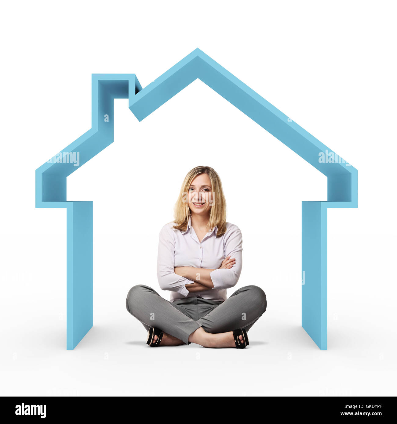 woman house building Stock Photo - Alamy