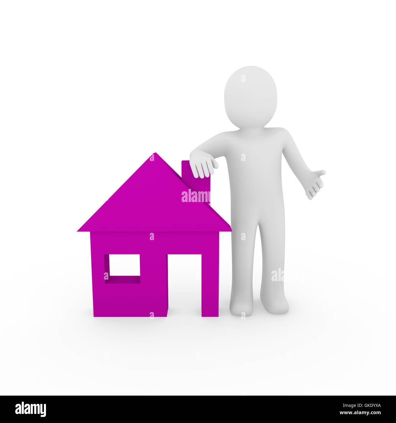 3d man house purple Stock Photo - Alamy