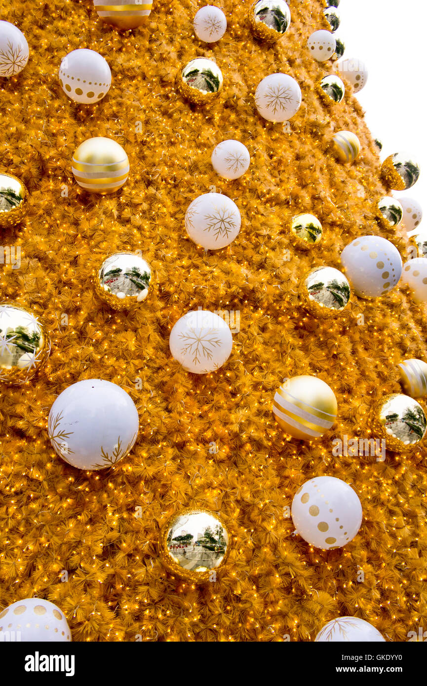 Yellow Christmas tree Stock Photo - Alamy