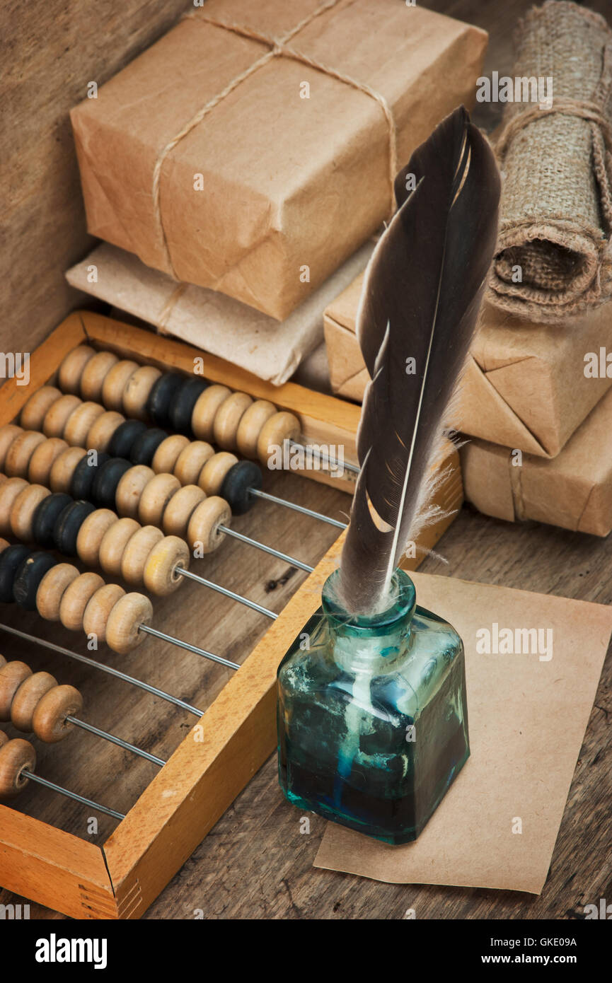 Still Life in a warehouse with abacus Stock Photo - Alamy