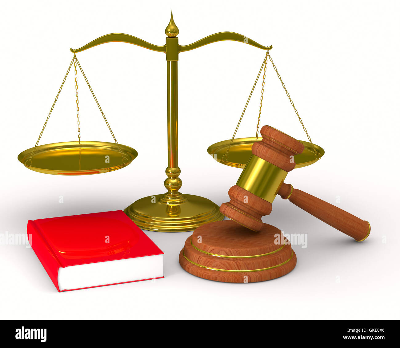 Scales justice and hammer on white background. Isolated 3D image Stock ...