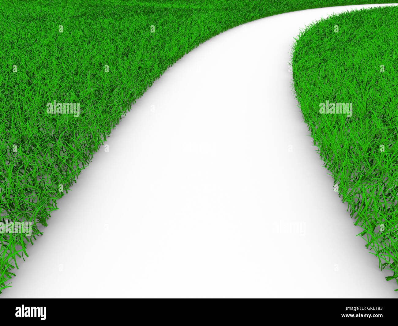 road on grass. Isolated 3D image Stock Photo - Alamy