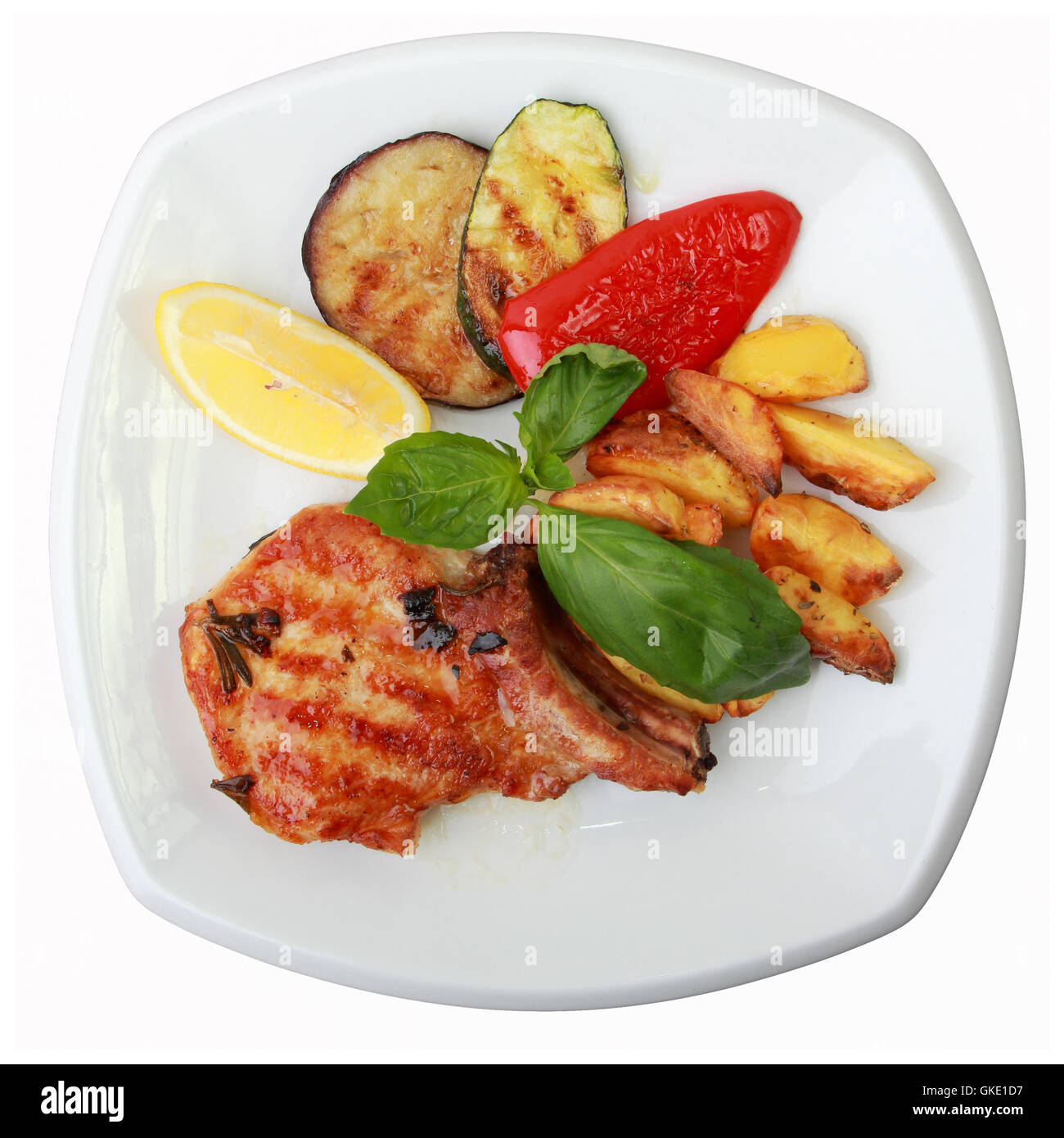 Grilled pork chop green Cut Out Stock Images & Pictures - Alamy